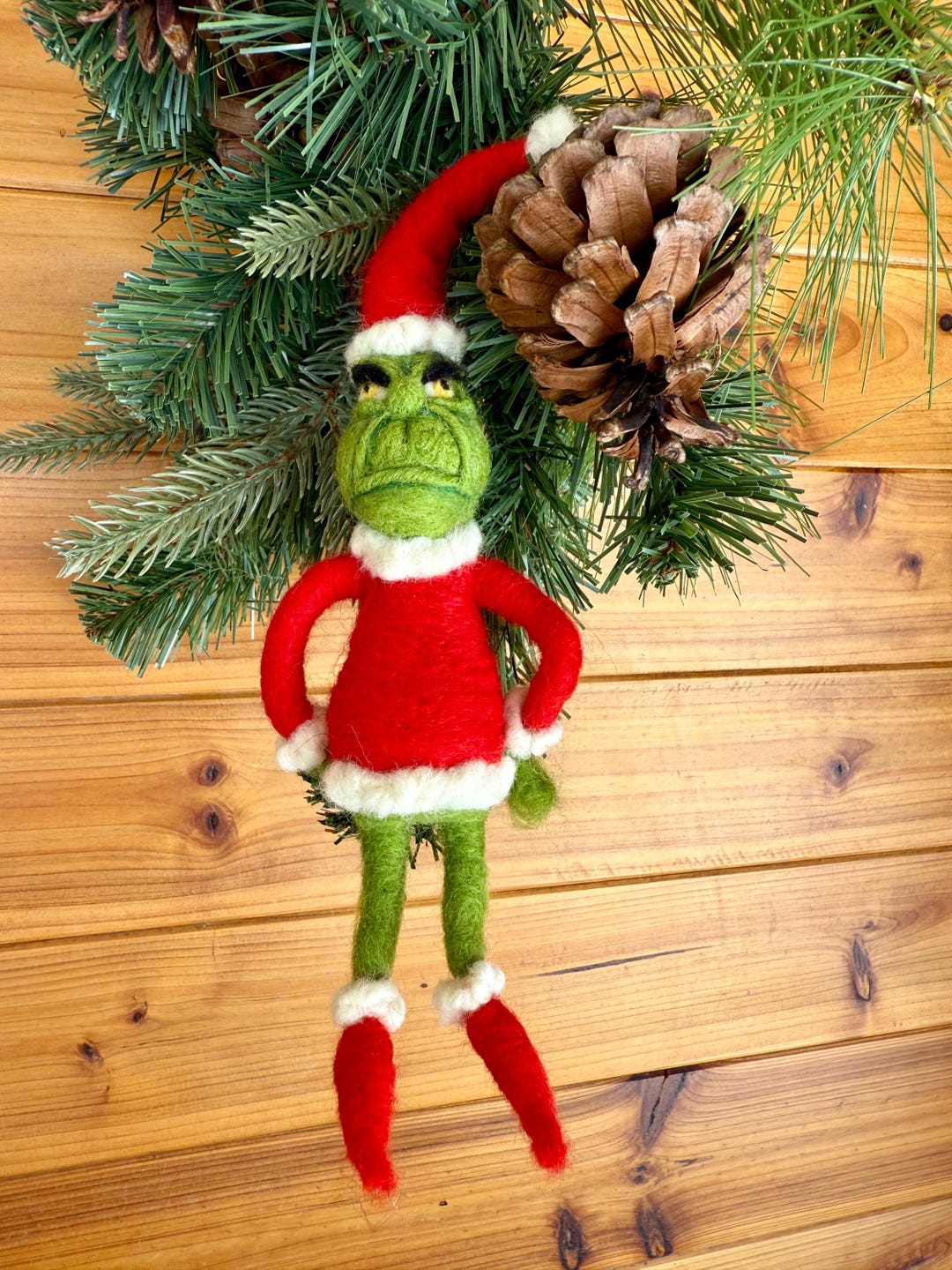 Needle Felted Grinch Ornament - Etsy