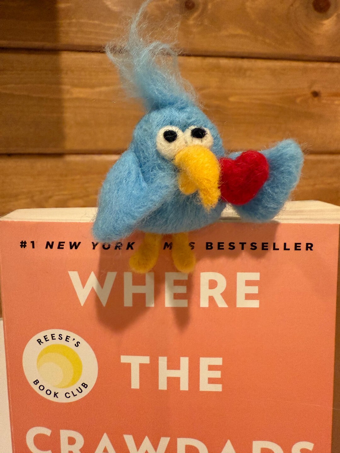Adorable Needle Felted Blue Bird Book Mark - Felt Bird Perched on a ...