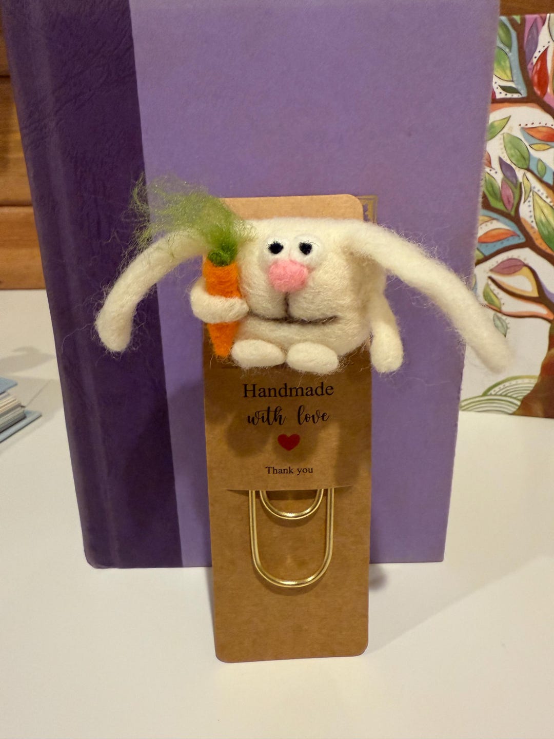Adorable Needle Felted Bunny Book Mark - Jumbo Clip Page Marker - Etsy