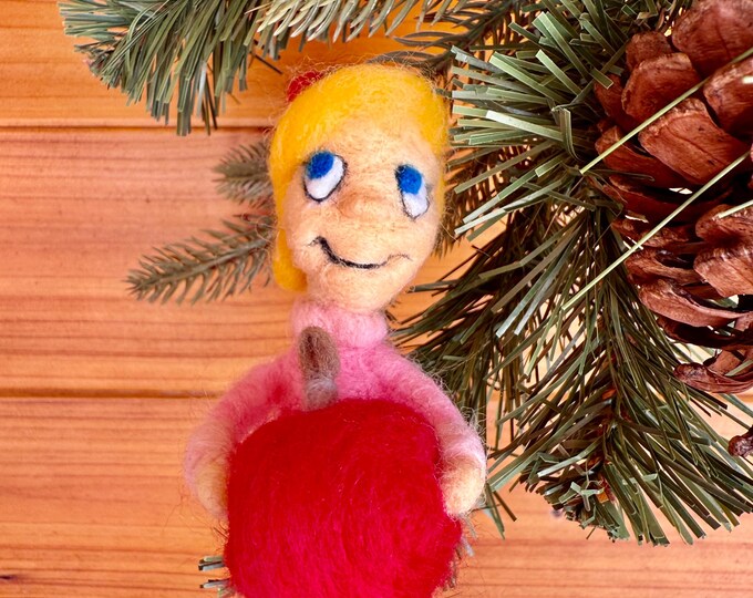 Adorable Needle Felted Cindy Lou Who Ornament- Inspired by the Grinch ...