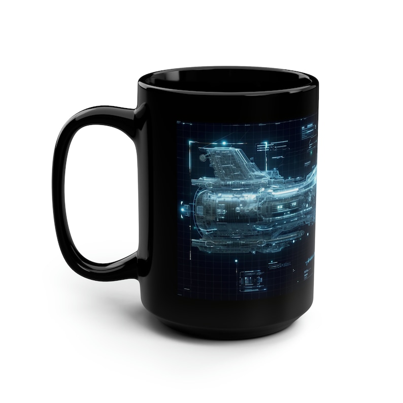 Designing the Future, Starship Blueprint Wireframe Mug, 15 Oz Black ...