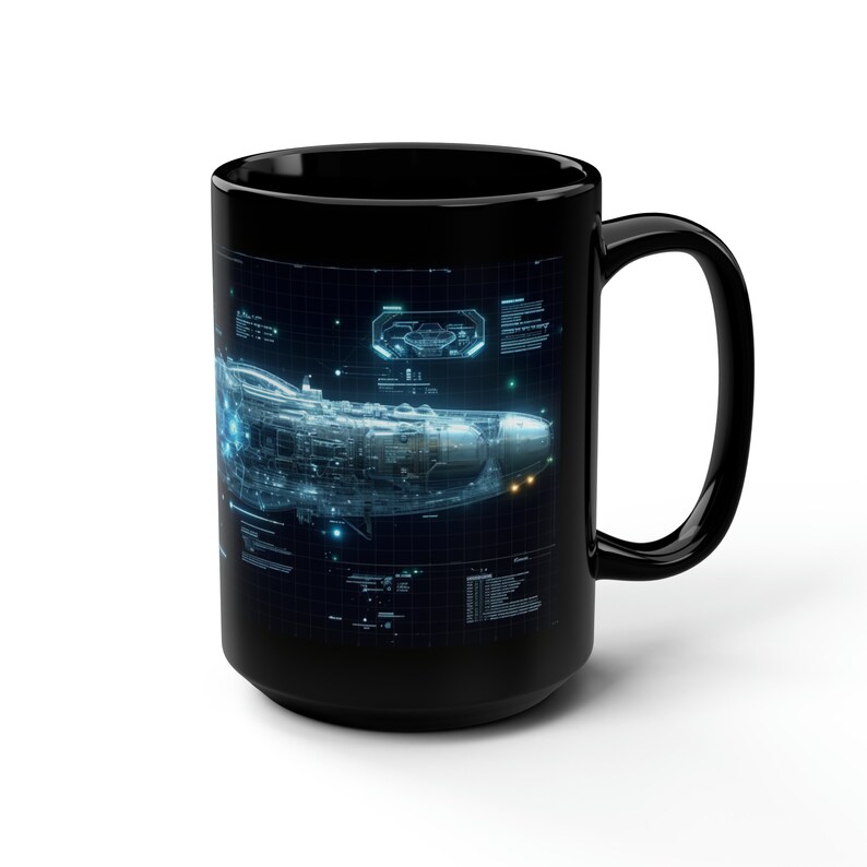Designing the Future, Starship Blueprint Wireframe Mug, 15 Oz Black ...