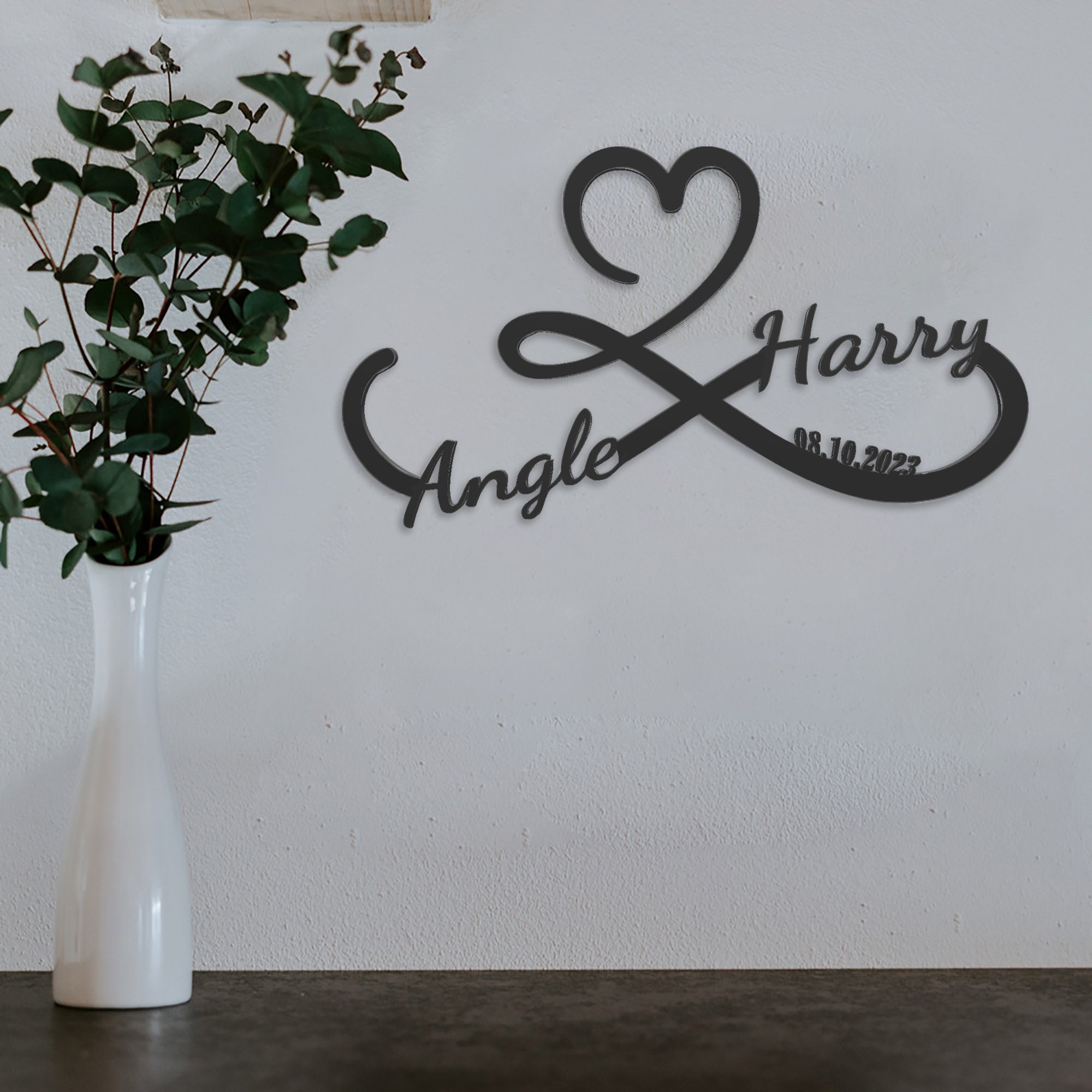 Custom Infinity Heart Sign, Gift for Mom, Personalized Metal Name Sign ...