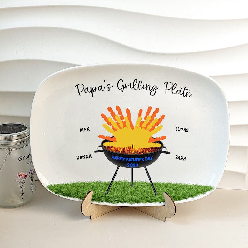 Personalized Handprint Grilling Plate, Father's Day Gift From Kids ...