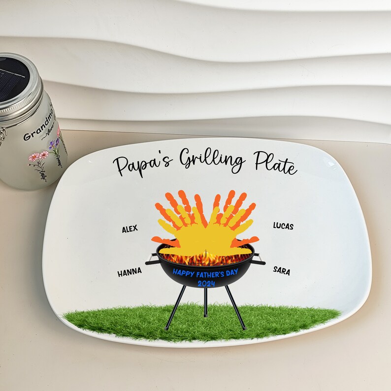 Personalized Handprint Grilling Plate, Father's Day Gift From Kids ...