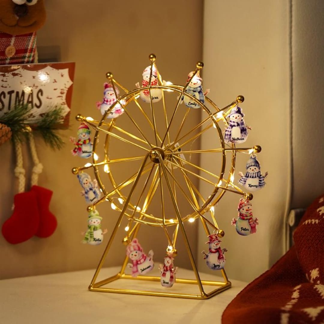 Personalized Ferris Wheel Night Light, Christmas Gifts, Custom Snowman ...