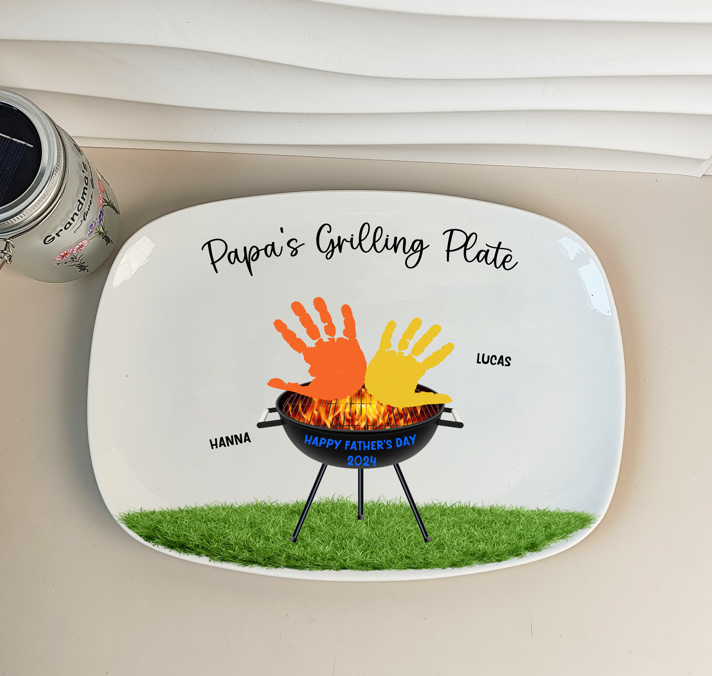 Personalized Handprint Grilling Plate, Father's Day Gift From Kids ...