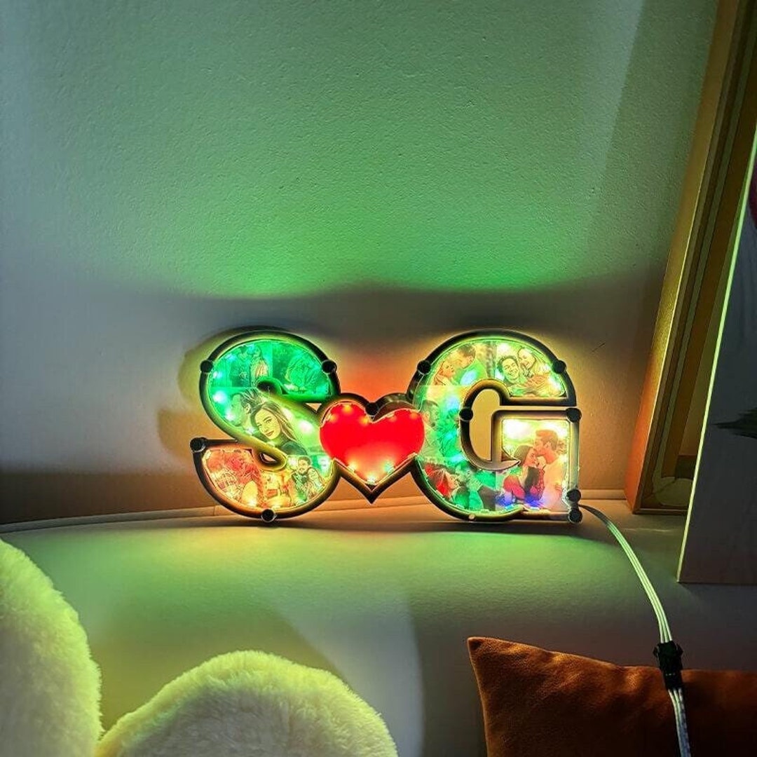 Custom Letter Night Light, Personalized Photo Light, Couple Gift ...
