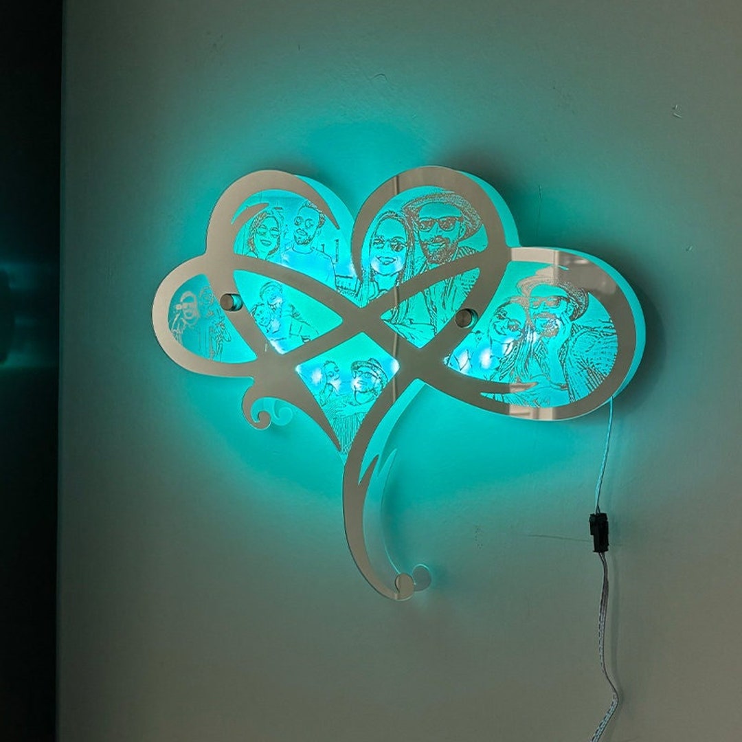 Personalized Infinity Heart Light, Wall Decor, Custom Photo Mirrors ...
