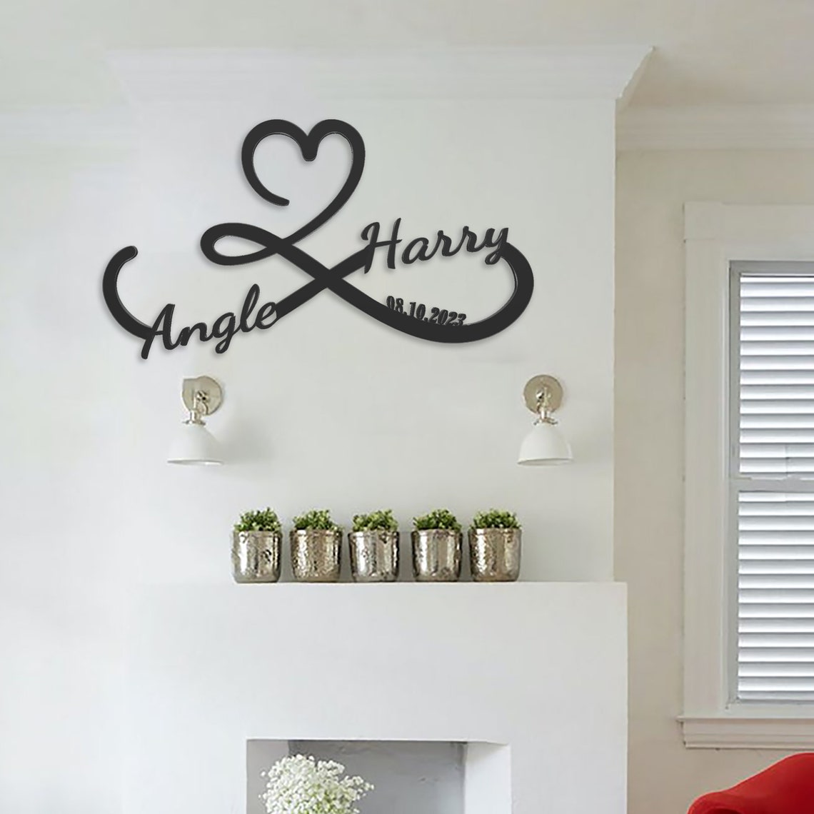 Custom Infinity Heart Sign, Gift for Mom, Personalized Metal Name Sign ...