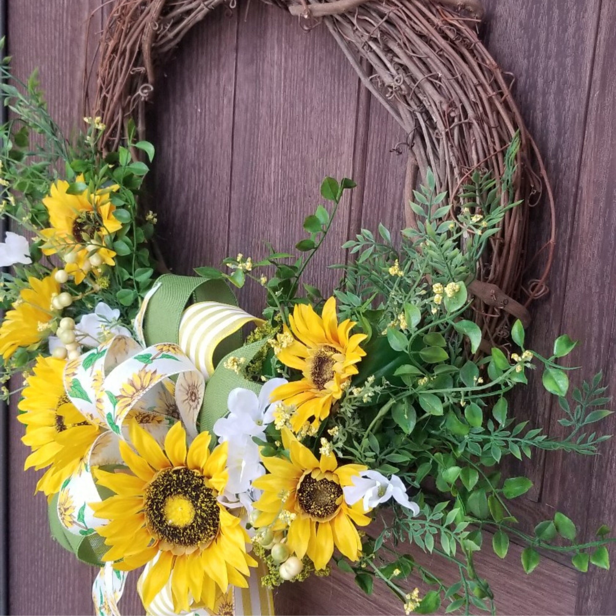 Summertime Sunflower Wreath, Summertime Wreath for Front Door, Summer ...