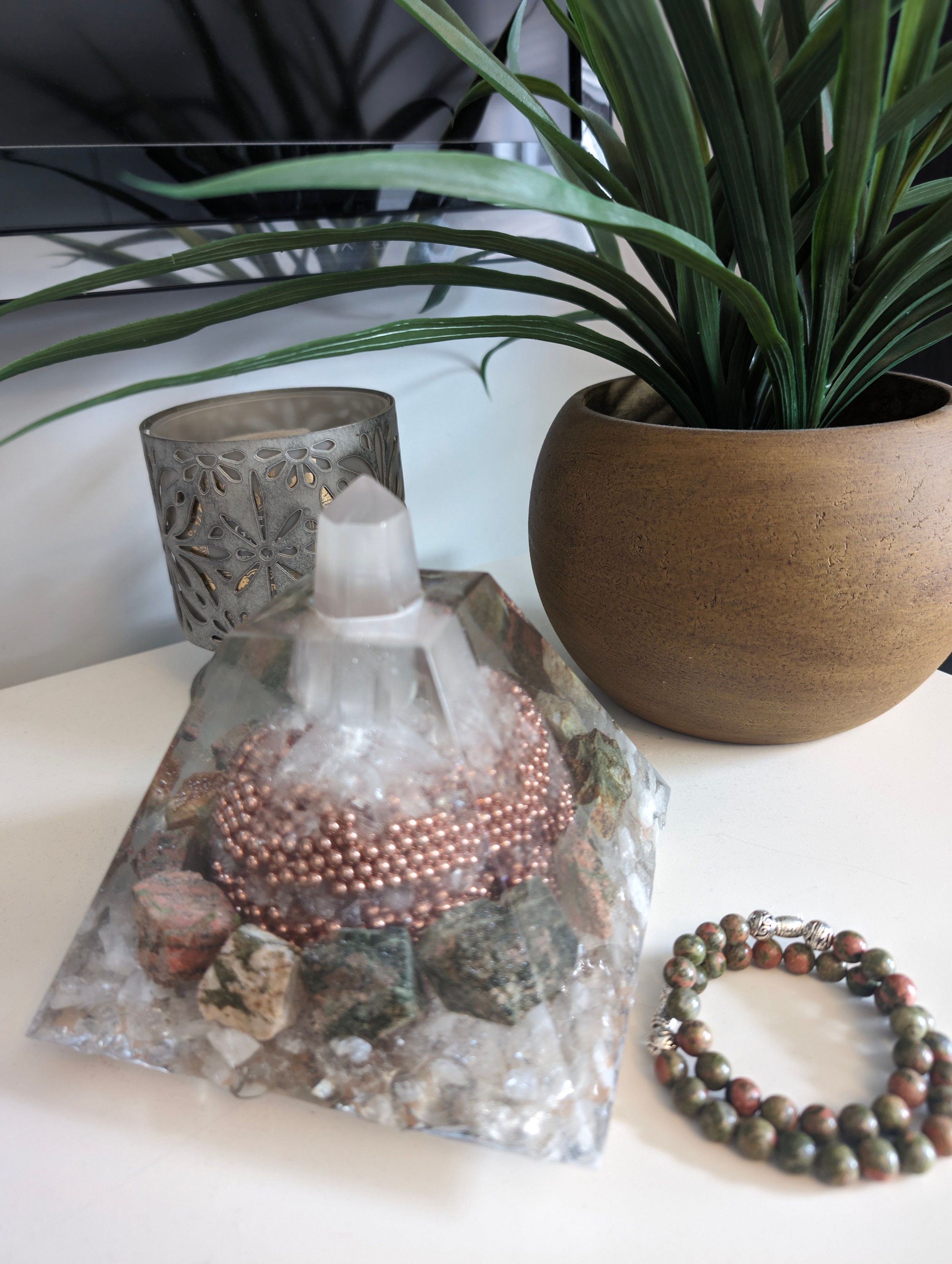 Unakite Orgone Generator With 2 Matching Bracelets - Etsy Canada