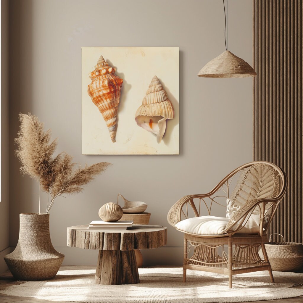 Whispers of the Ocean, Shell Canvas, Vintage Seashell Illustration ...