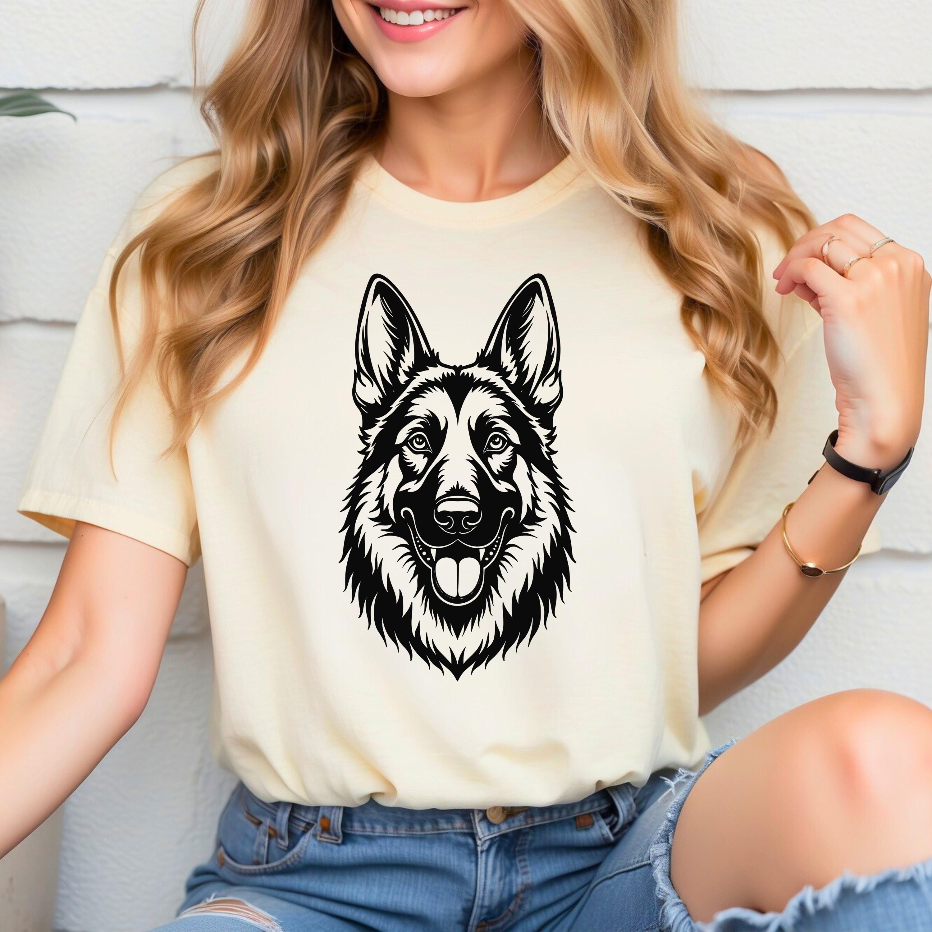 German Shepherd Face SVG, Dog Linework PNG, Shepherd Smiling Design ...