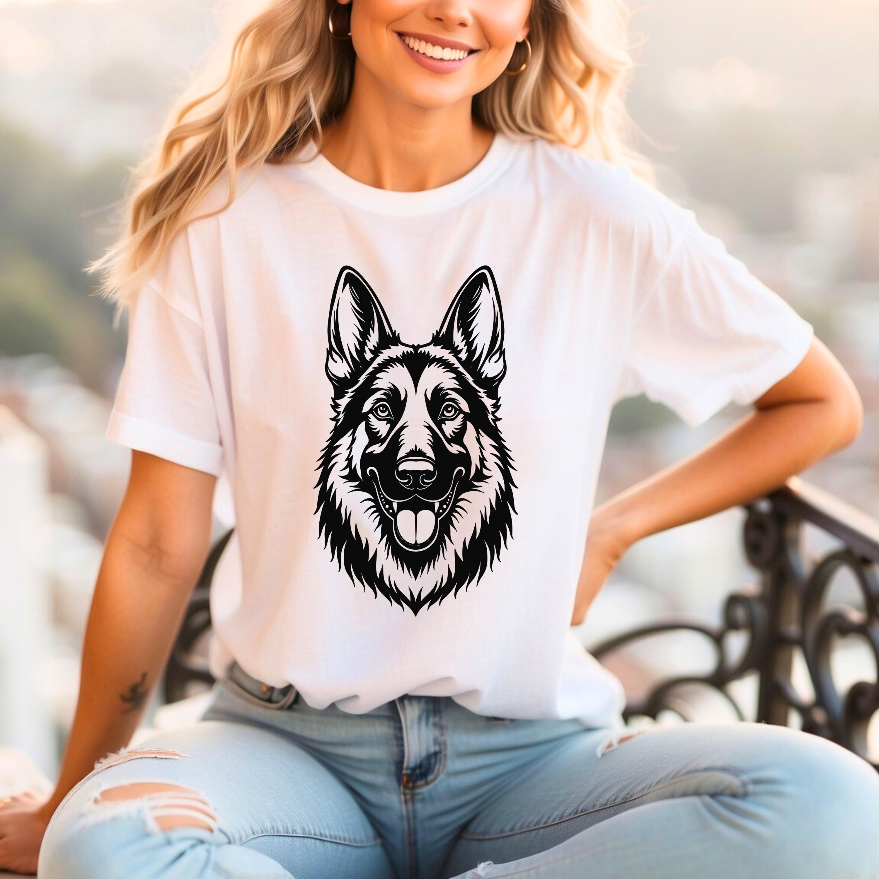 German Shepherd Face SVG, Dog Linework PNG, Shepherd Smiling Design ...