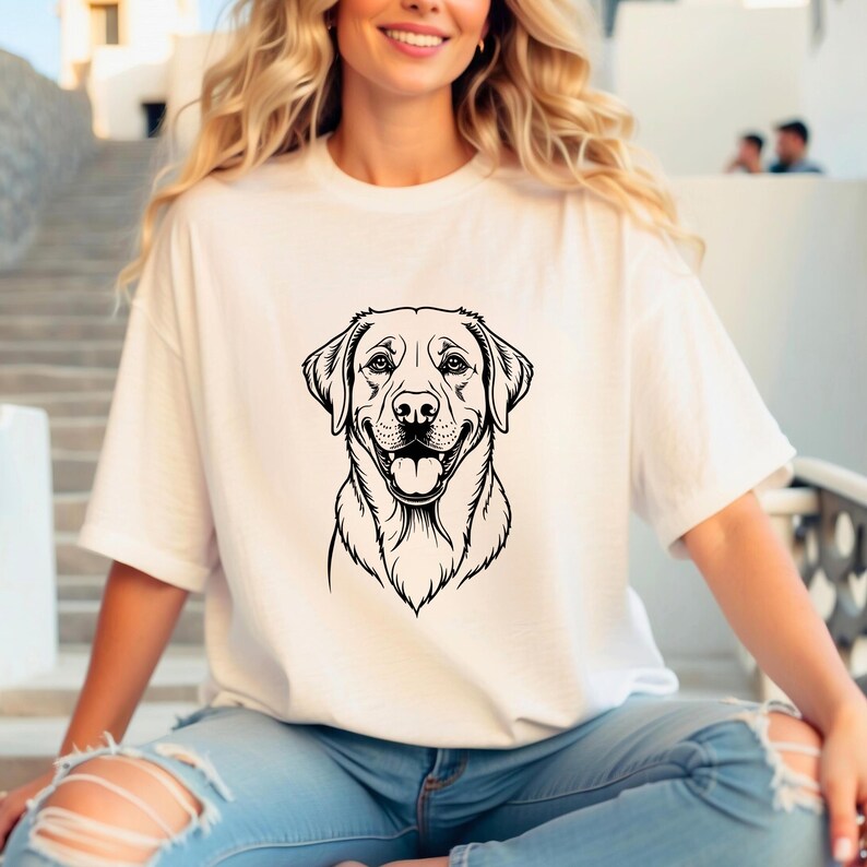 Labrador Retriever SVG, Smiling Dog Face PNG, Lab Dog Line Art, Dog ...