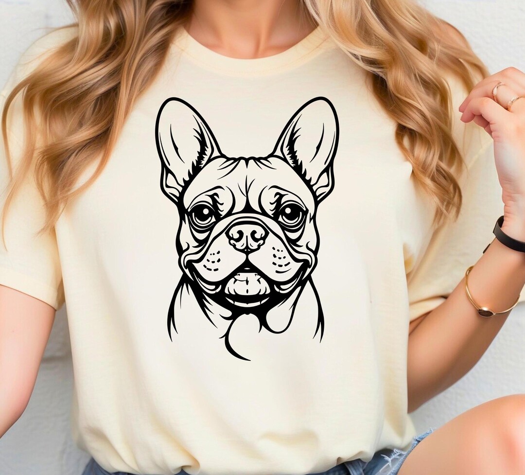 French Bulldog Face SVG, Dog Line Art PNG, Smiling Frenchie Design, Dog ...