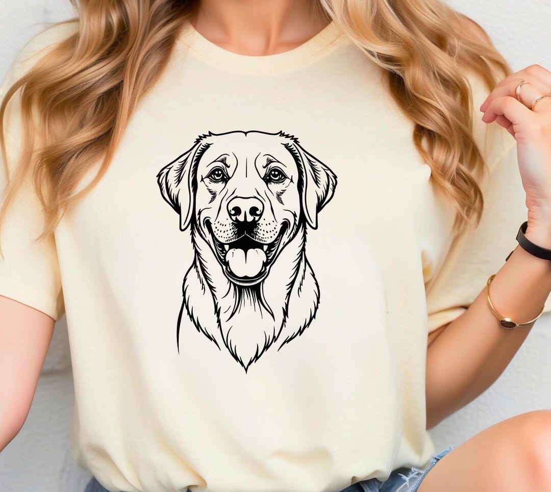 Labrador Retriever SVG, Smiling Dog Face PNG, Lab Dog Line Art, Dog ...