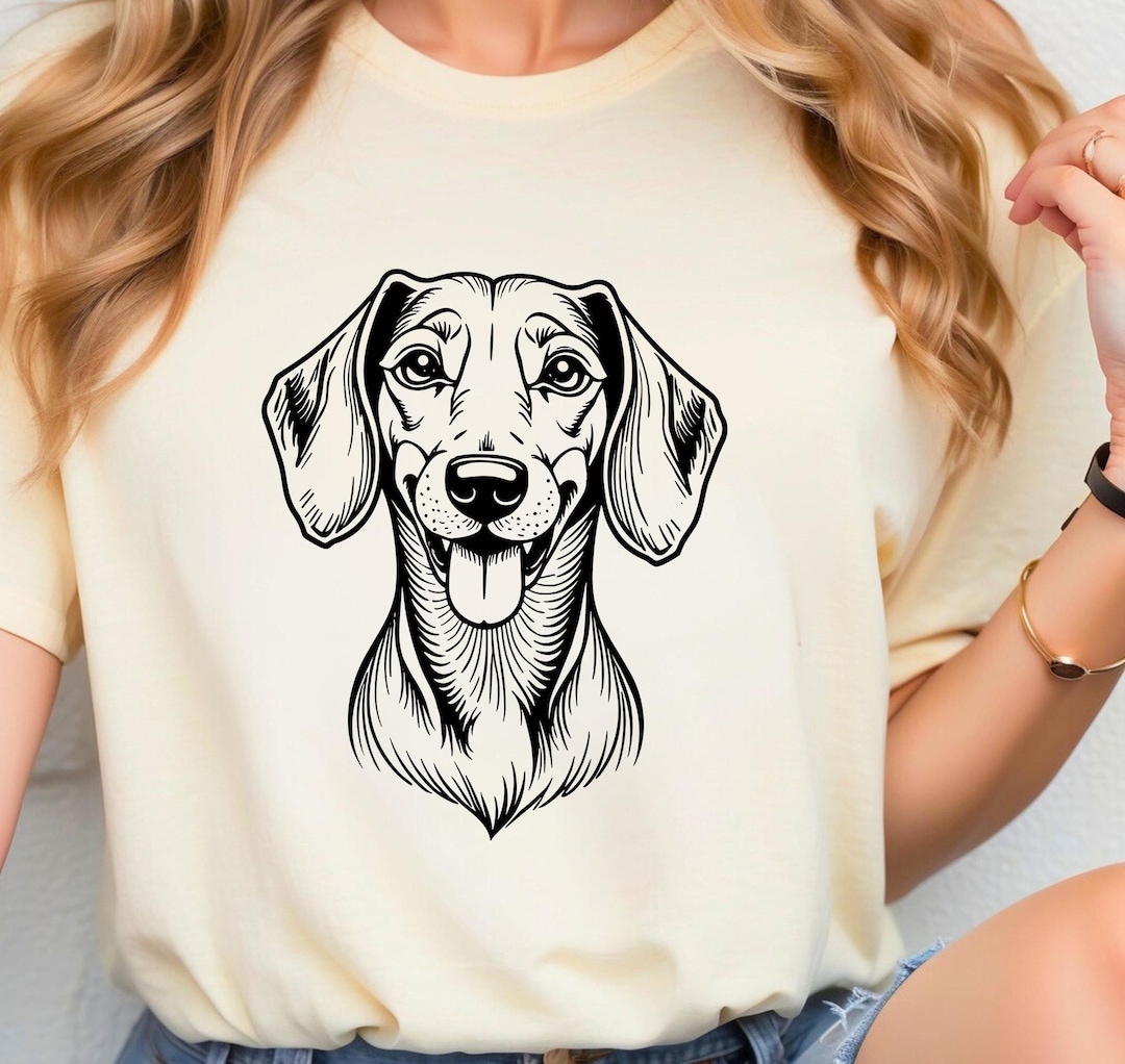 Dachshund Face SVG, Dog Linework PNG, Smiling Dachshund Design, Wiener ...