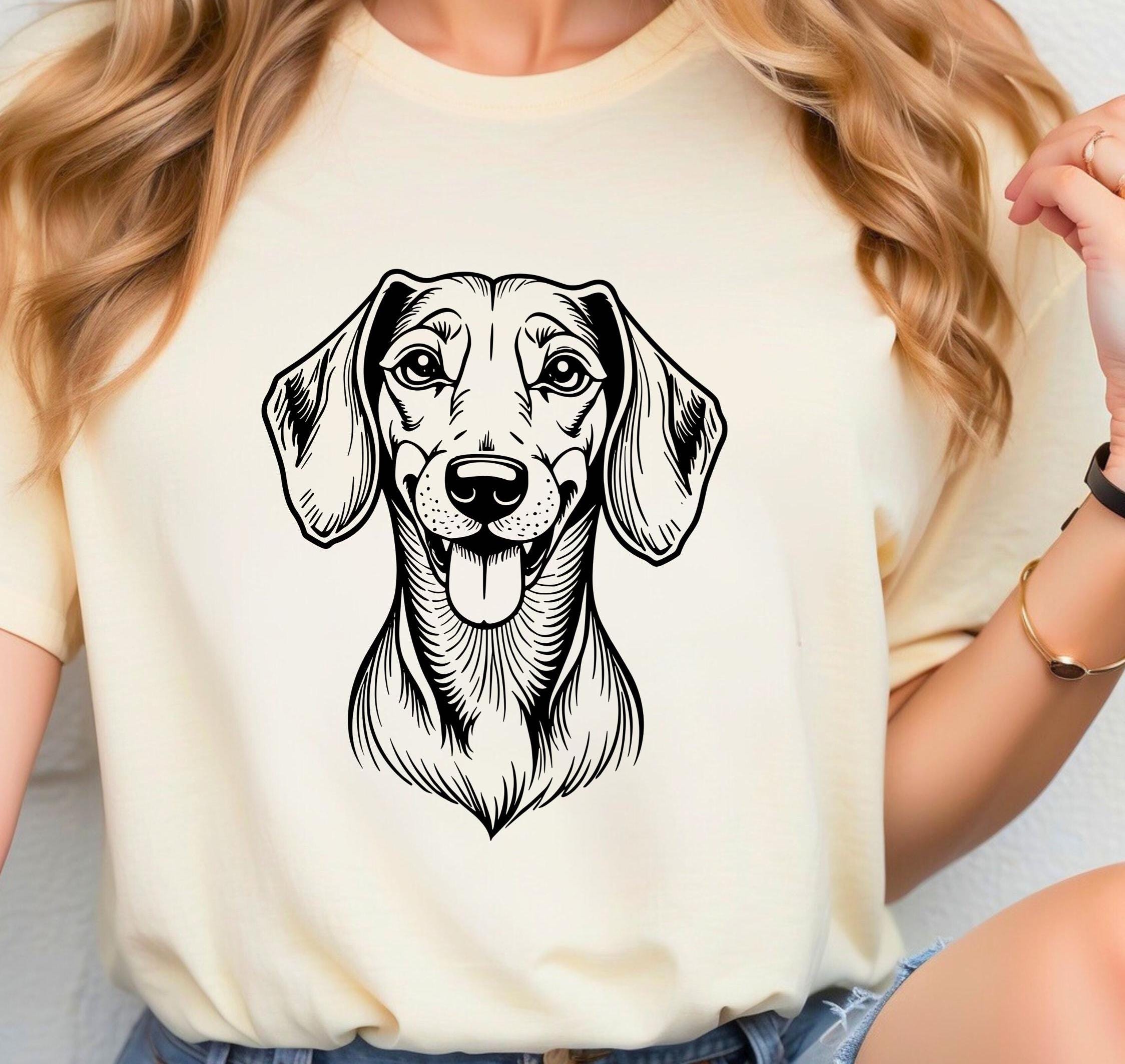 Dachshund Face SVG, Dog Linework PNG, Smiling Dachshund Design, Wiener ...