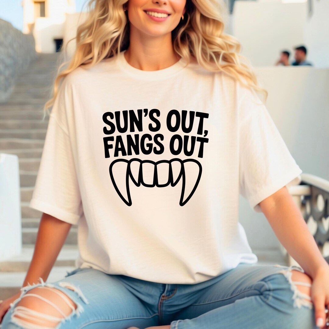 Sun’s Out Fangs Out SVG PNG | Summerween Vampire Teeth Clipart | Funny ...