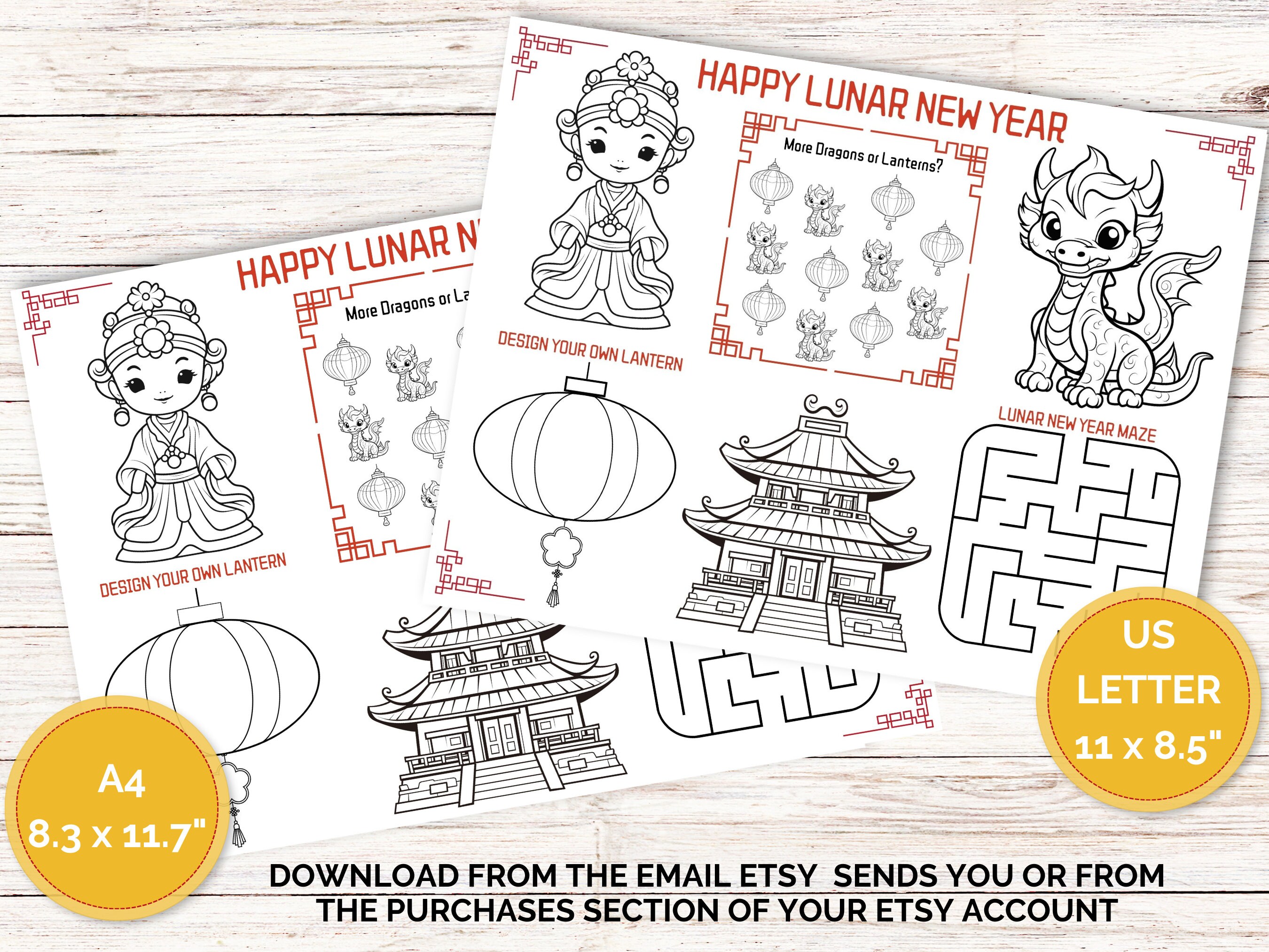 Printable Lunar New Year Activity Placemat, Preschool Activity Placemat ...