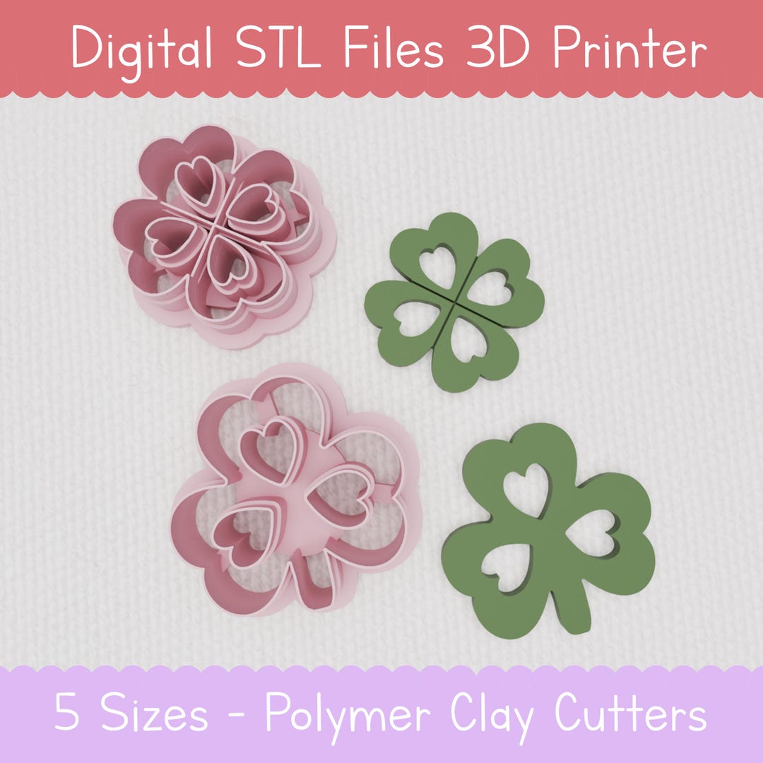 Digital Clover With Holes STL Cutter for Polymer Clay - Hole Clay ...
