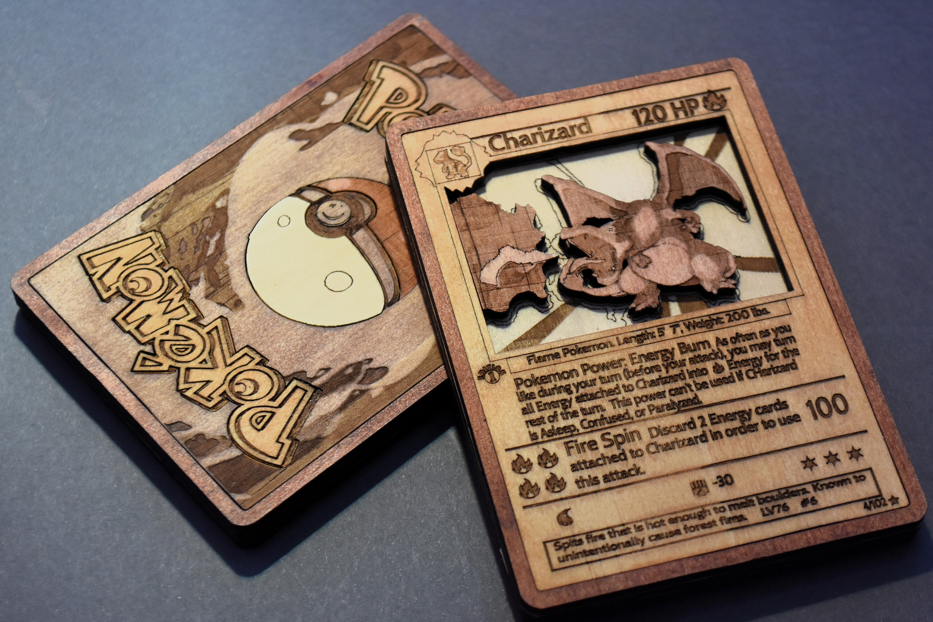 Custom Wooden Pokemon Cards Collectible Gift Replica Engraved Keepsake ...