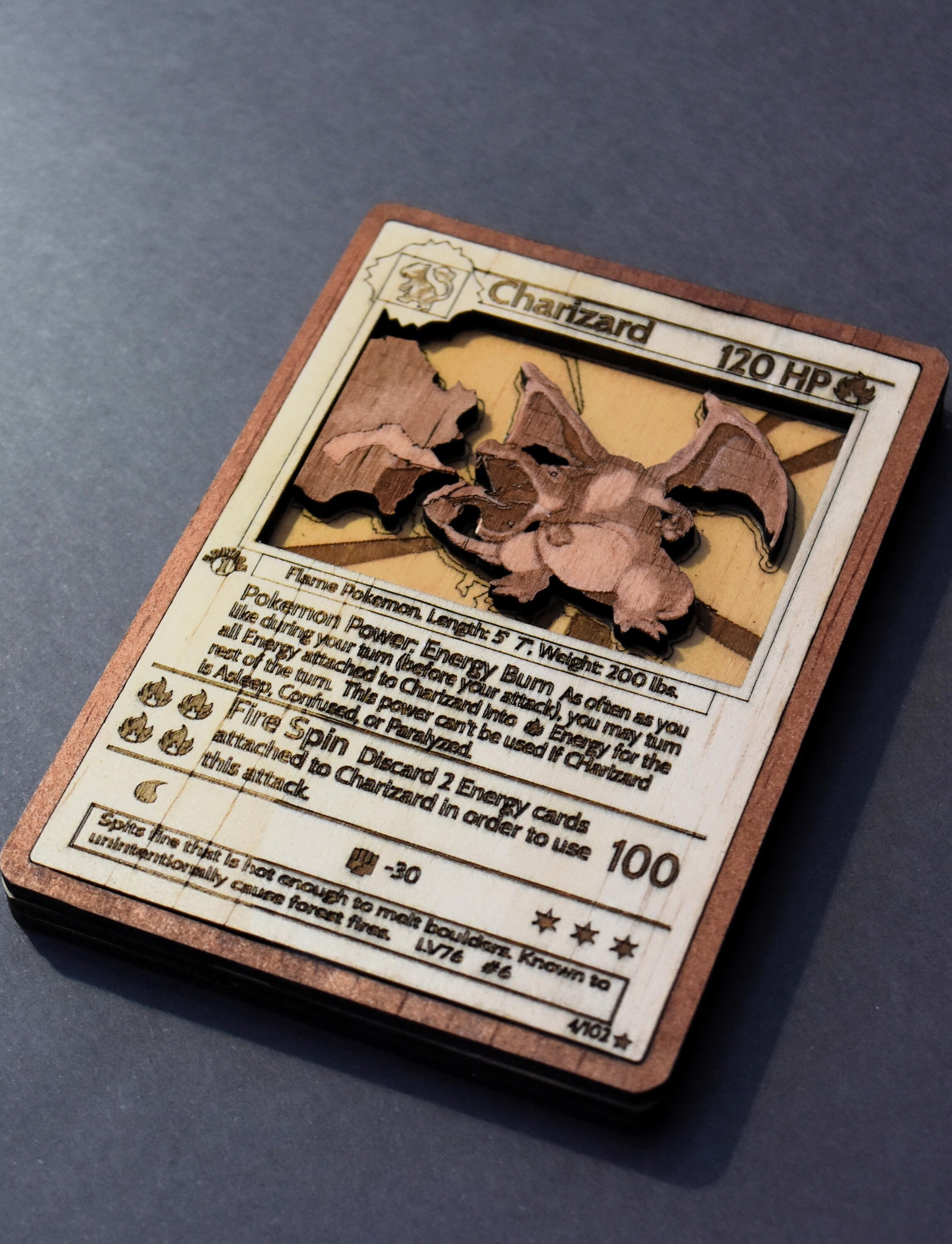 Custom Wooden Pokemon Cards Collectible Gift Replica Engraved Keepsake ...