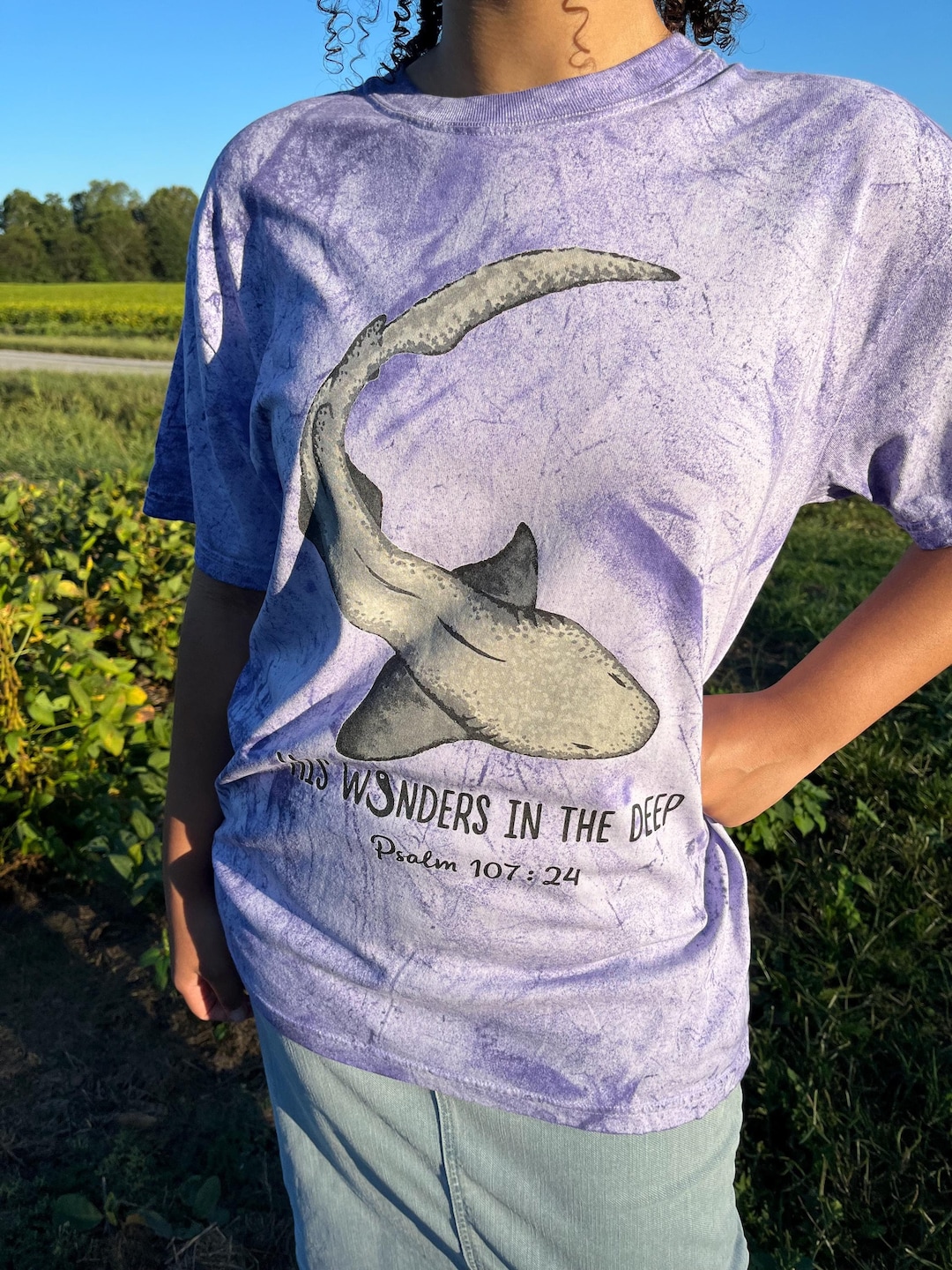 Nurse Shark Bible Verse Tee. Christian Apparel. Color Blast Dye. Psalm 107:24. - Etsy