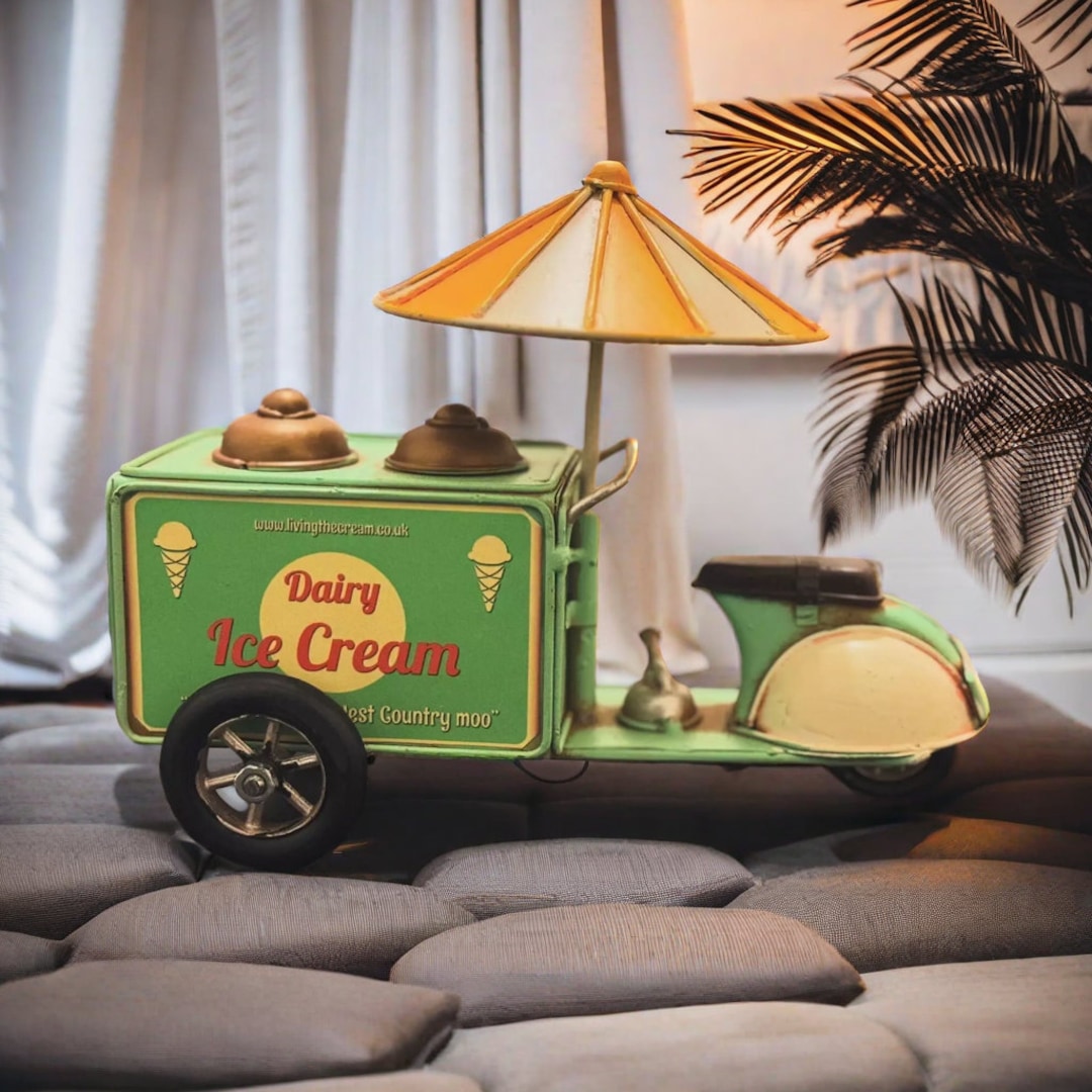 Hand Painted Green Vintage Metal Decorative Ice Cream Parlor Vibrant ...