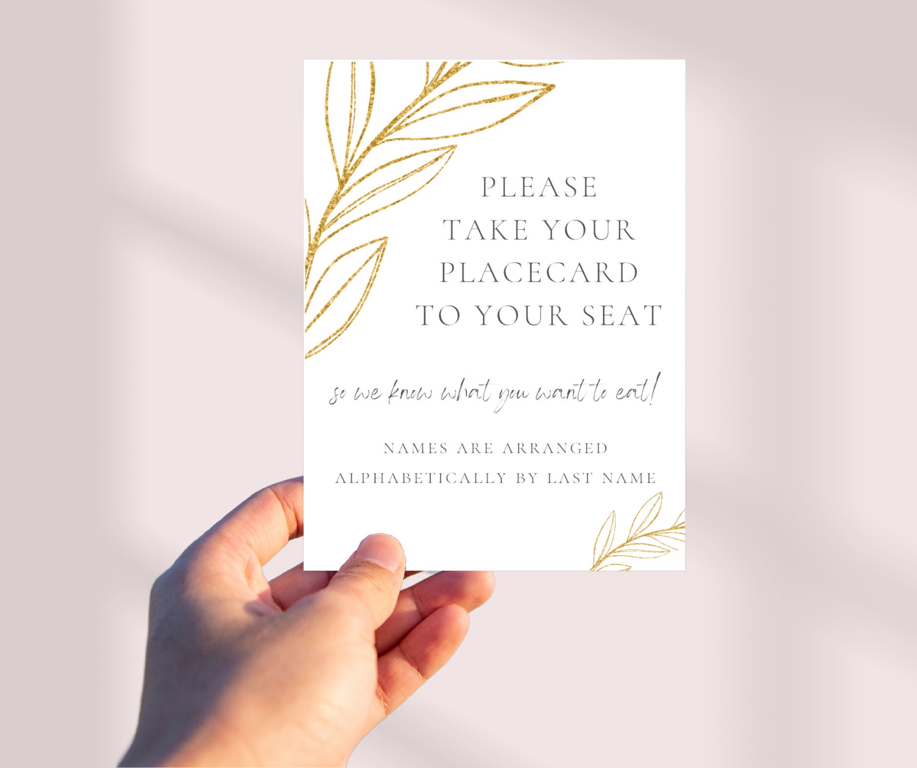 Please Take Your Place Card to Your Seat Sign, Modern Rustic Wedding ...