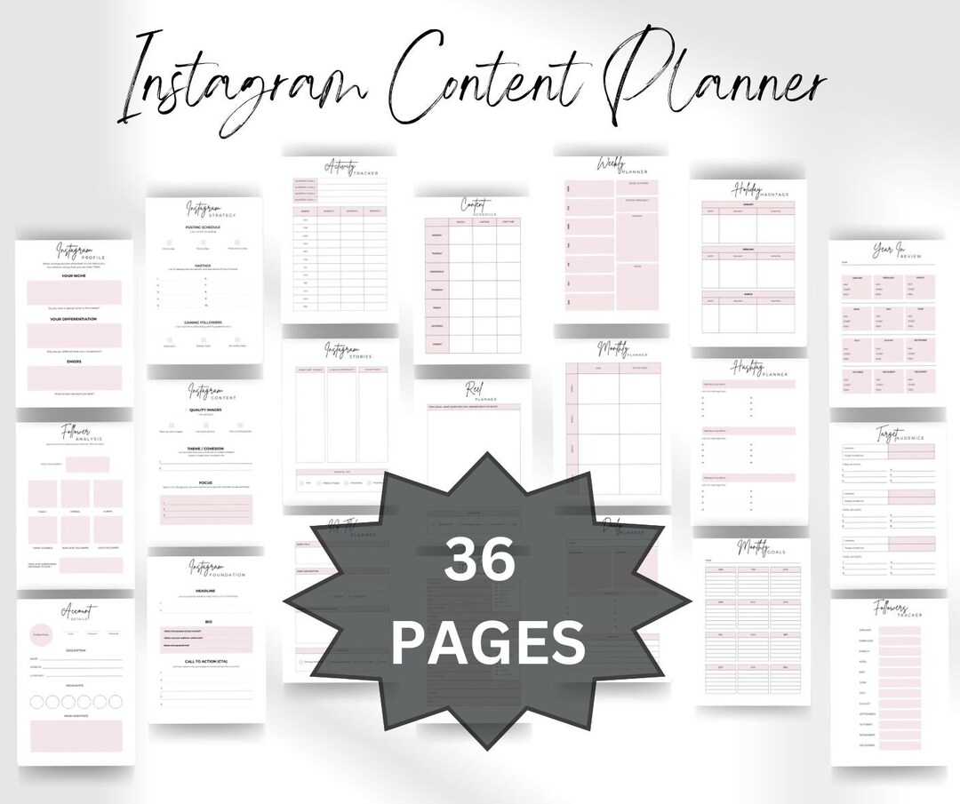 Instagram Content Planner, Instagram Strategy Guide, Social Media Tracker and Planner, Instagram ...