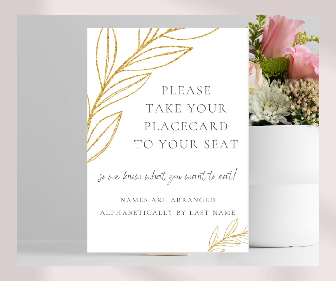 Rustic Wedding Place Card Sign, Modern Reception Decor (digital ...