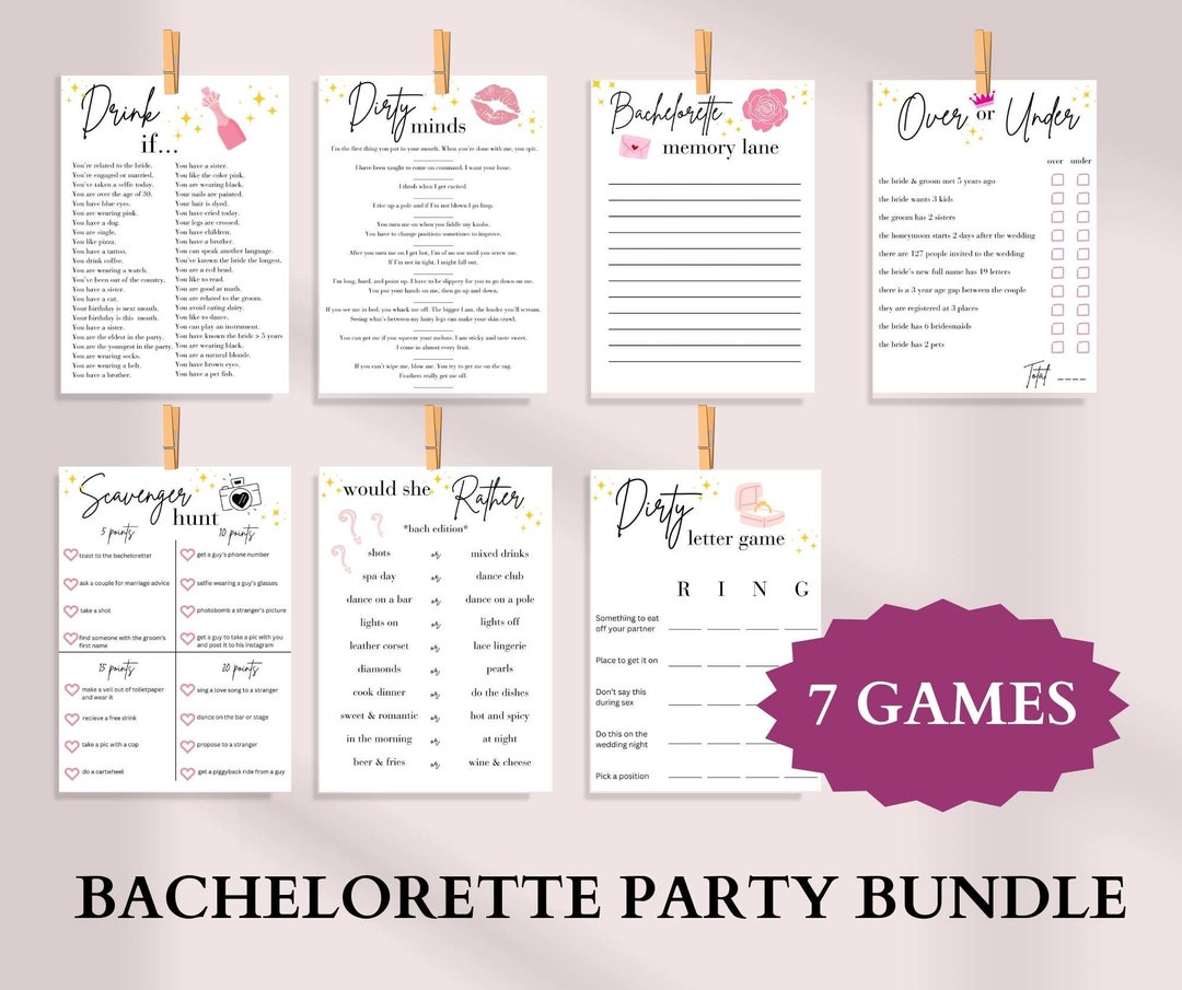 Bachelorette Party Game Pack Bundle, Printable Bachelorette Package Kit ...