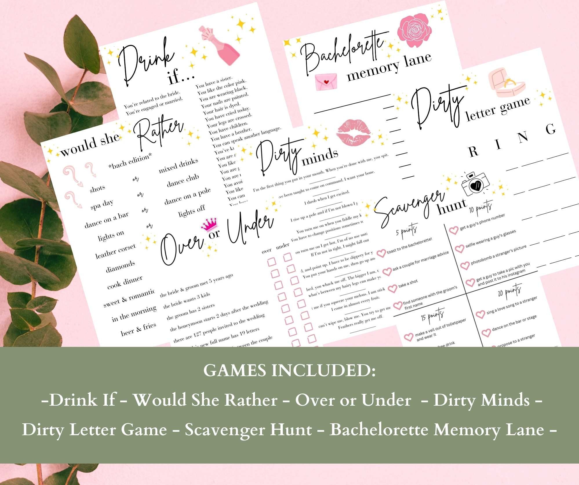 Bachelorette Party Game Pack Bundle, Printable Bachelorette Package Kit ...
