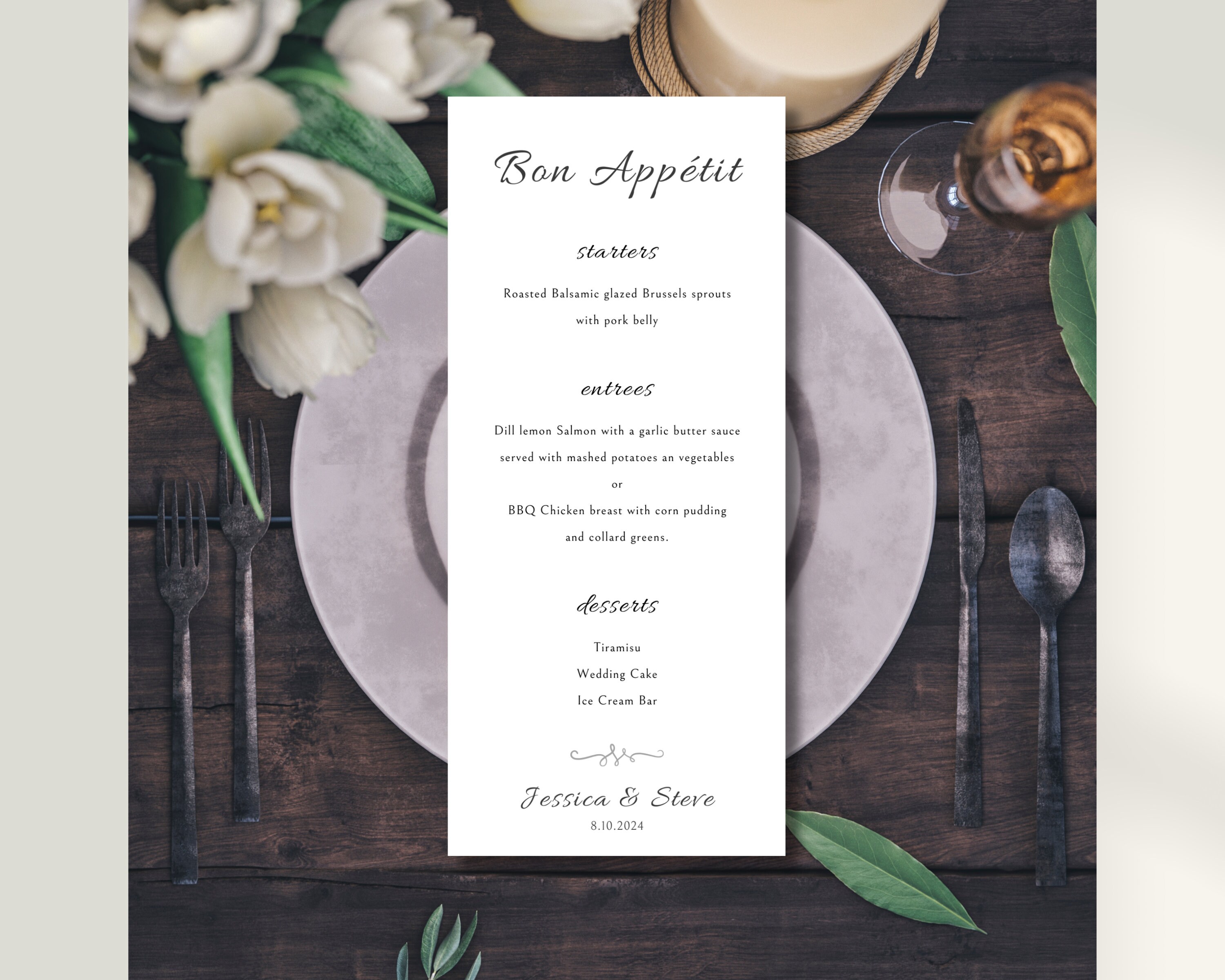 Wedding Event Menu Card Template, Minimal Boho Rustic Neutral Menu ...