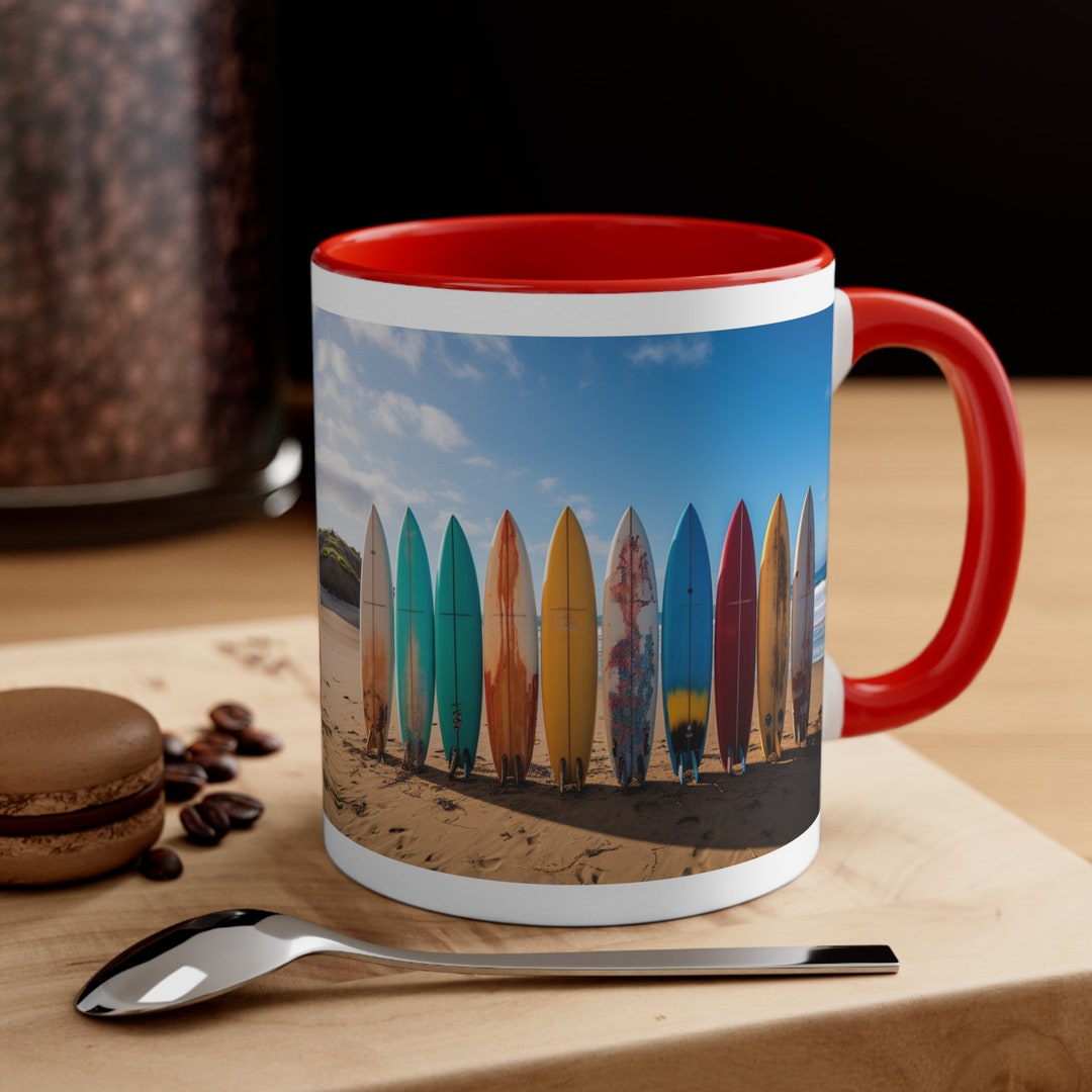 Surfboards on the Beach Mug Surf Shop Surfing Mug Beach Mug Coastal ...