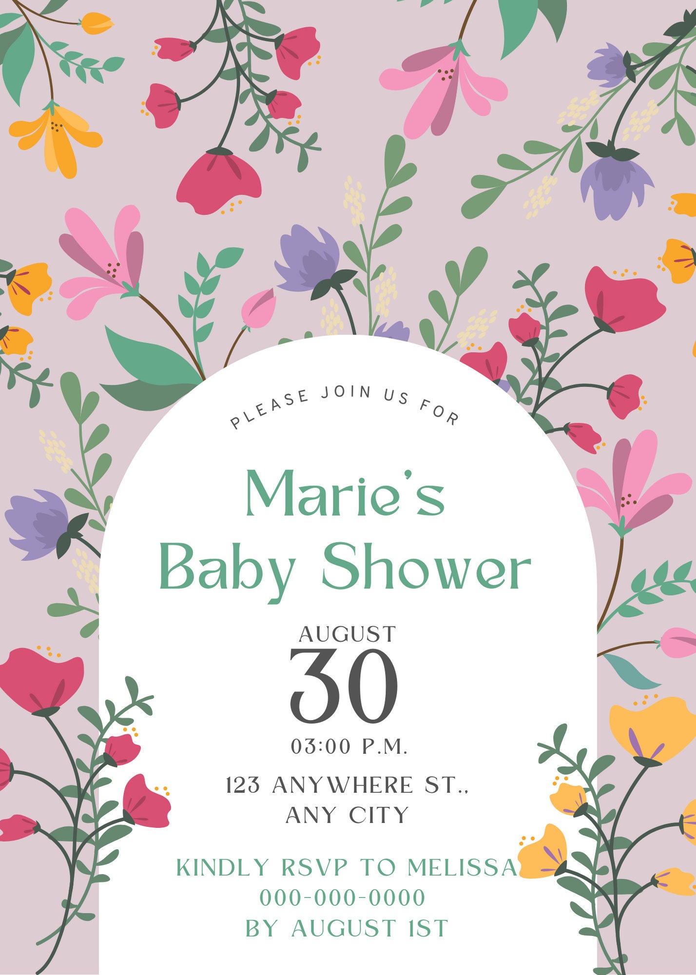 Baby Shower Invite Template, Maximalist Whimsical Floral Editable ...