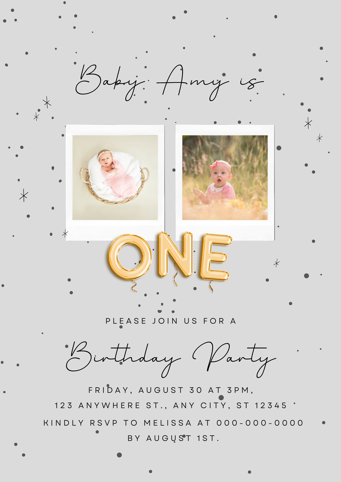 First Birthday Invitation Downloadable and Customizable Template ...
