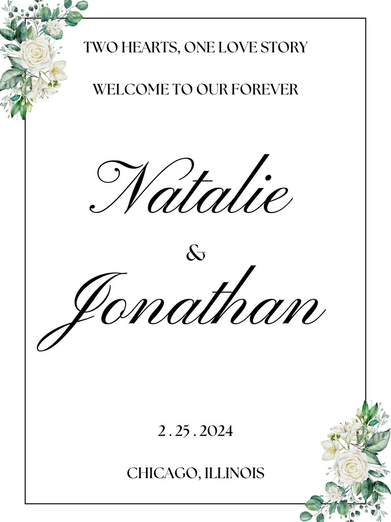 Floral Bliss Wedding Welcome Sign - Rustic Wooden Entrance Sign With ...