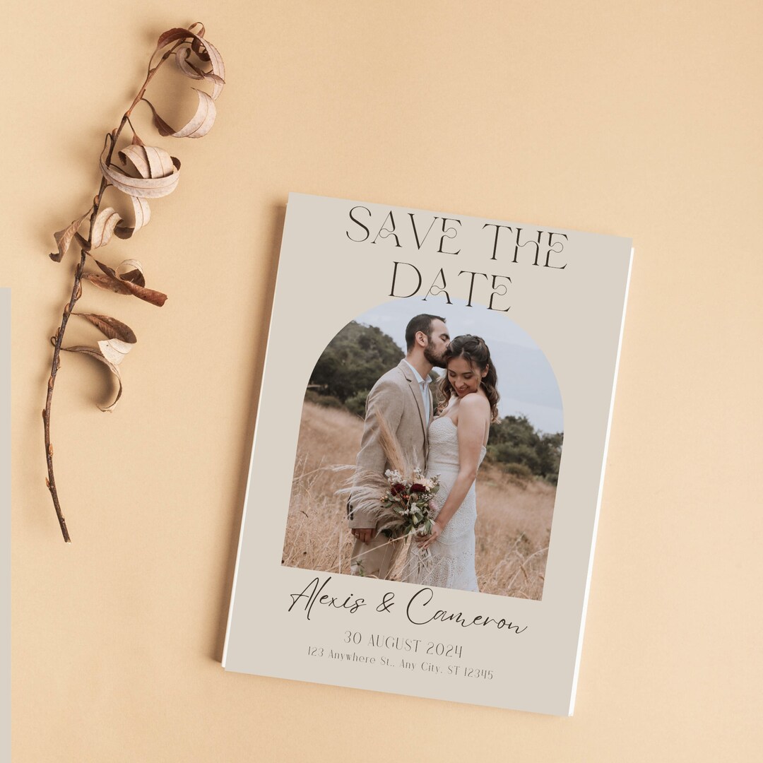 Editable and Customizable Minimalist Neutral Elegant Save the Date ...