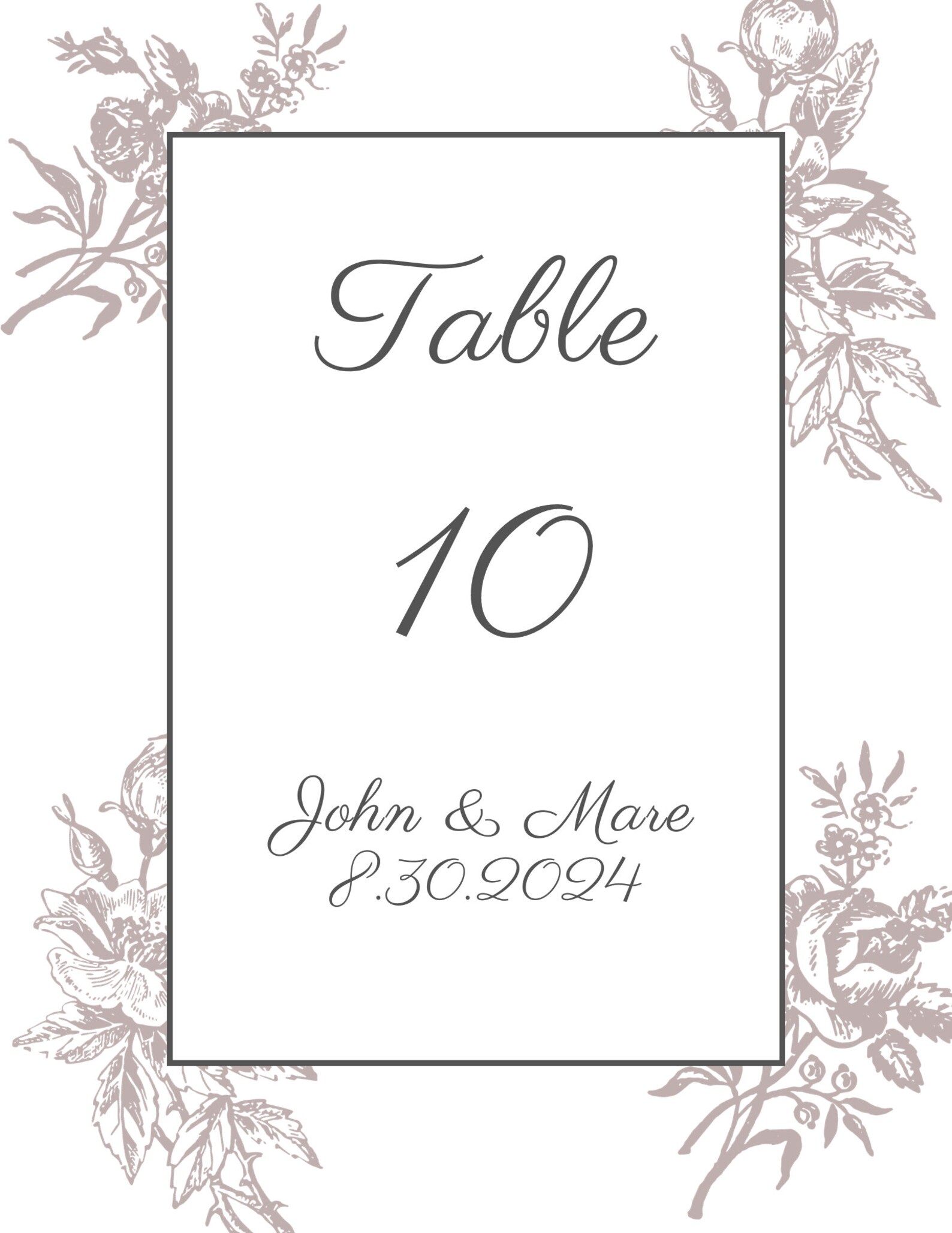 Art Deco Vintage Inspired Minimalist Floral Wedding Menu and Table ...