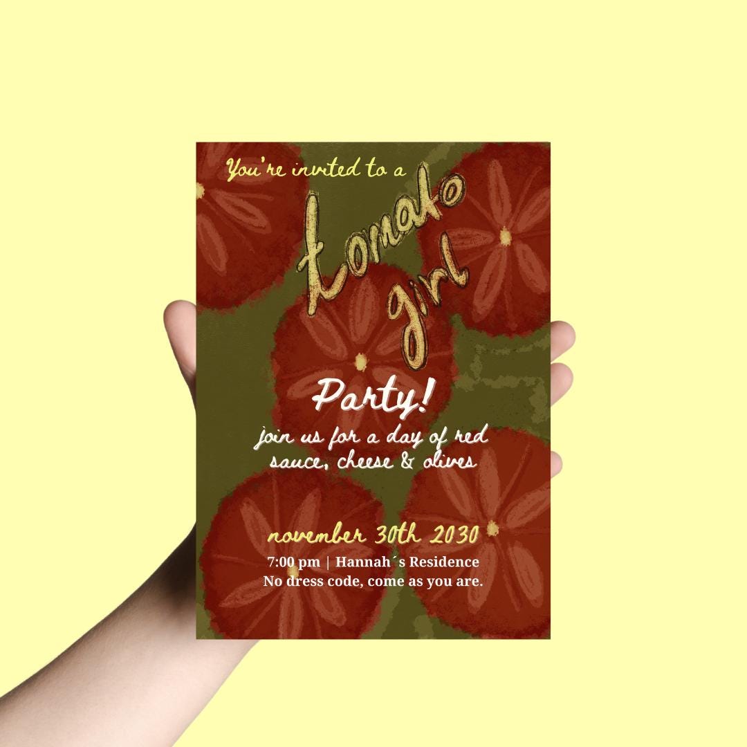 Tomato Girl Party Digital Invitation Template Tomato Girl Party Vibes ...