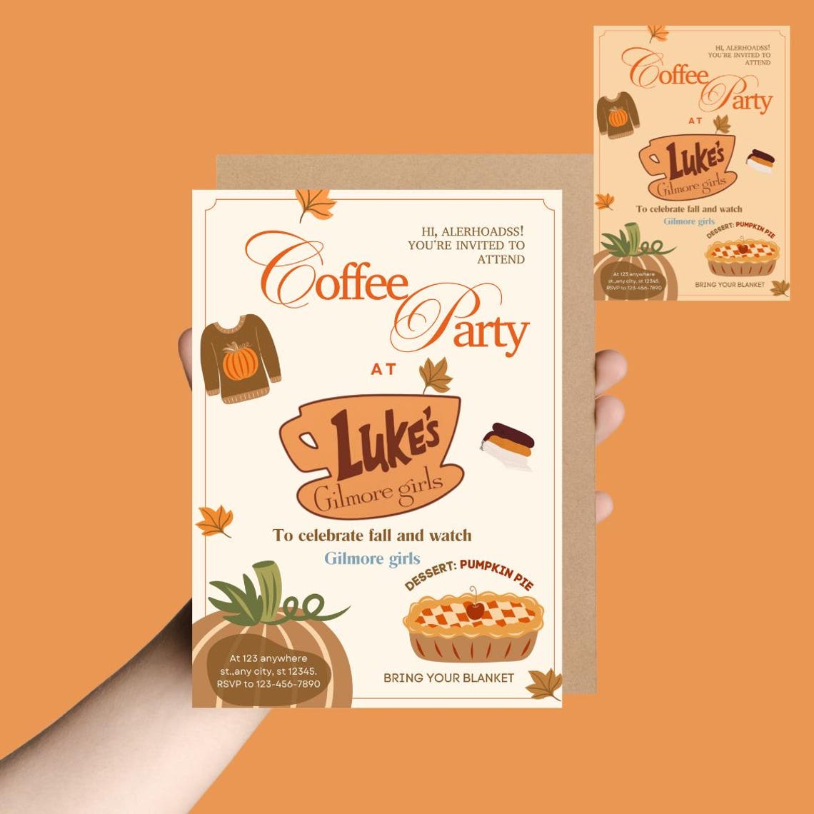 Coffee Party Invitation Template, Editable Nvitation, Gilmore Girl ...