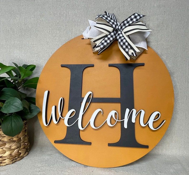 Monogram Welcome Sign - Etsy