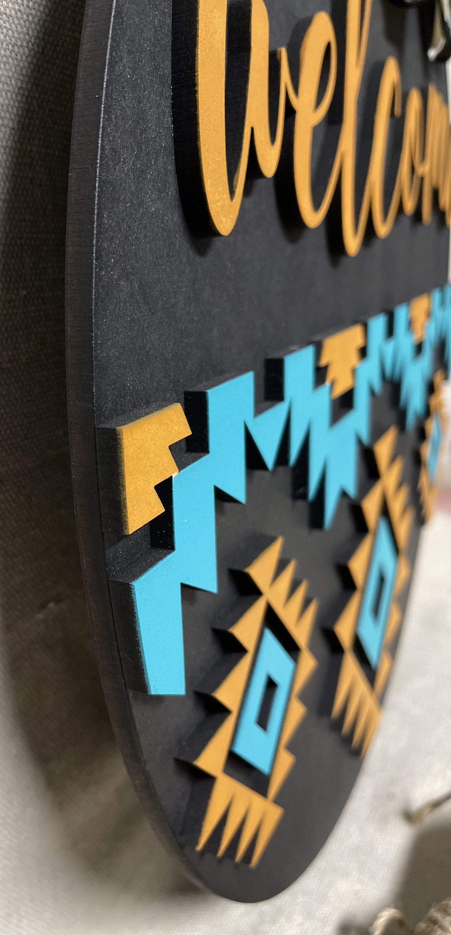 18" Hand-made 3D Aztec Door Hanger Sign - Etsy