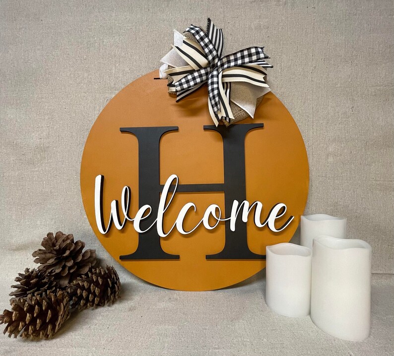 Monogram Welcome Sign - Etsy