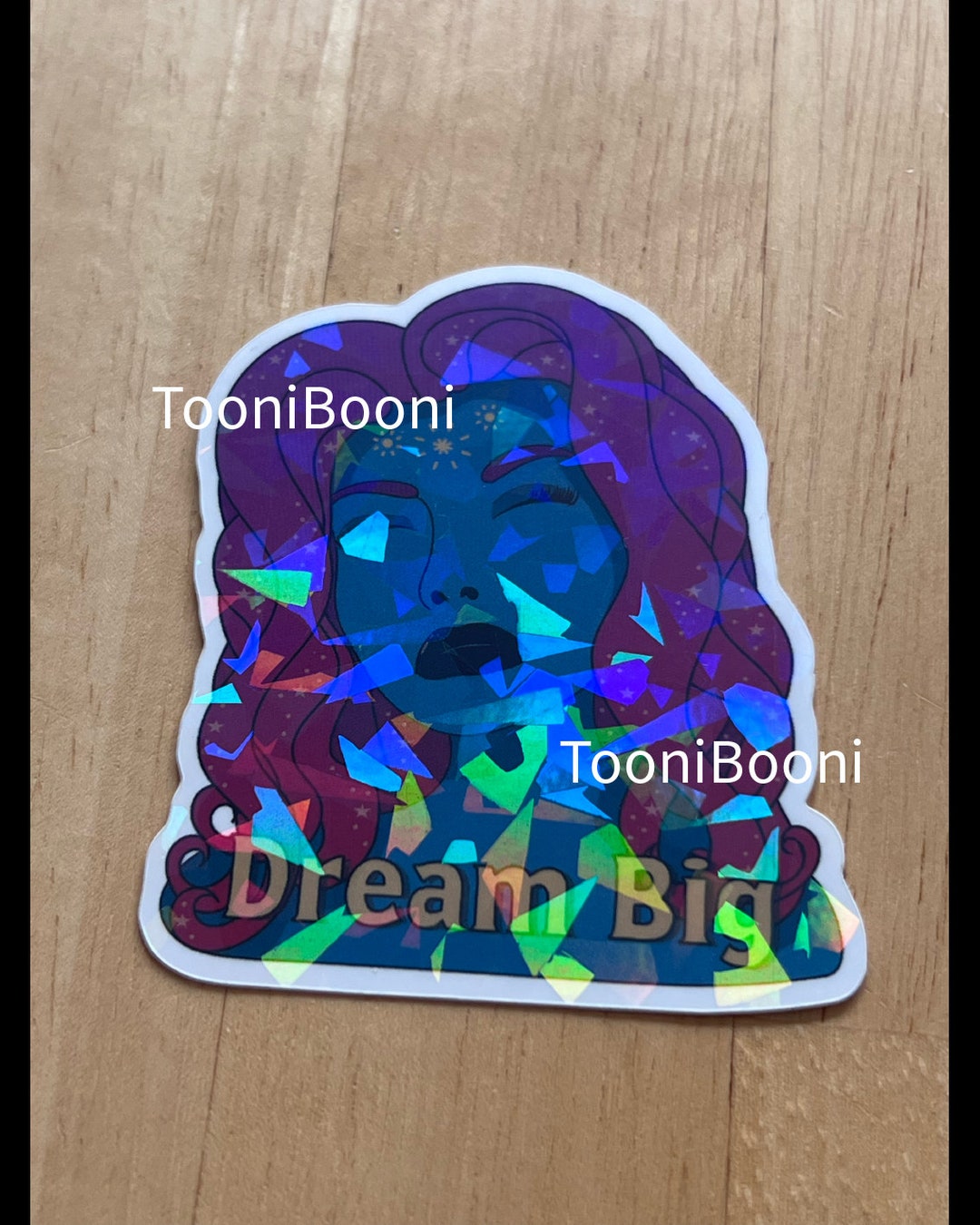 Dream Big Sticker, Holographic Vinyl Sticker With Cracked Ice Look ...
