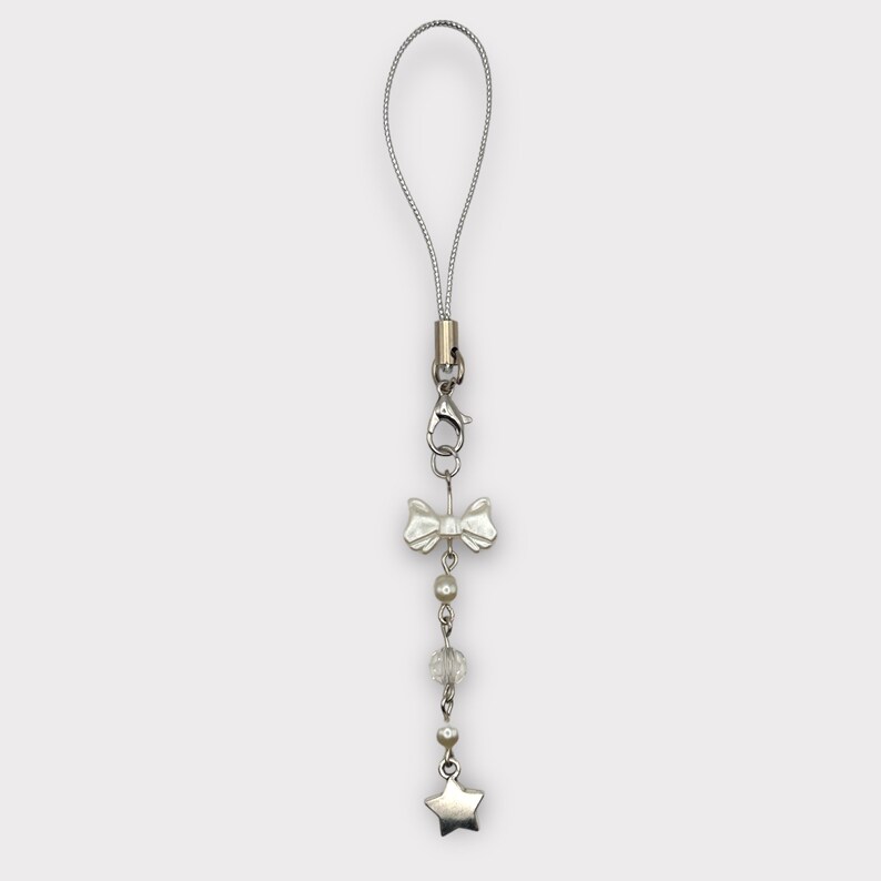 Mini Bow and Star Phone Charm With Pearl and Crystal Beads - Etsy